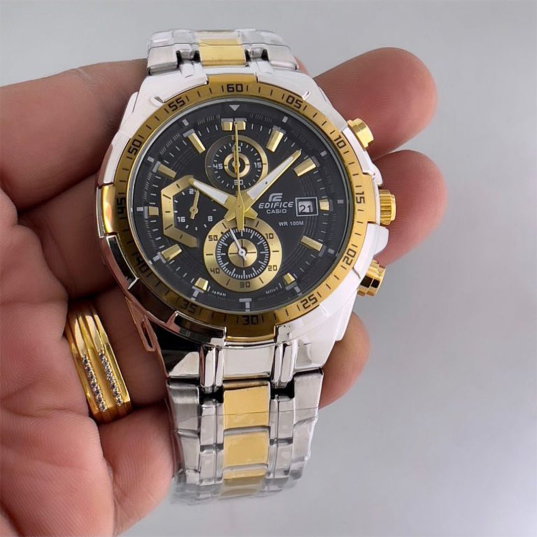 Edifice Silver Gold Black Metal Watch – Royal Style